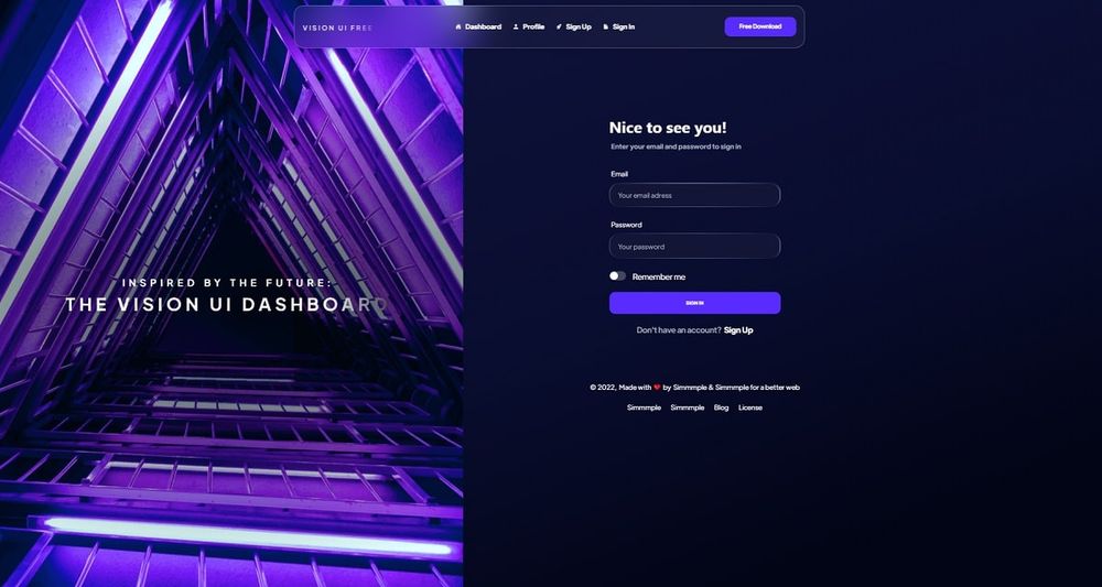 Vision UI Dashboard Chakra - Free Template Vision UI Dashboard Chakra - Free Template
